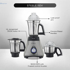 Preethi Steele Mixer Grinder 110V – USA & Canada Use – SuperCom Online ...